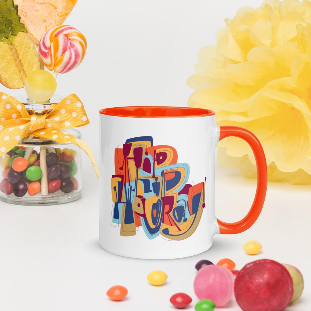 Hip Hip Hooray! - Fun Lettering Art Mug With Color Inside - Etsy