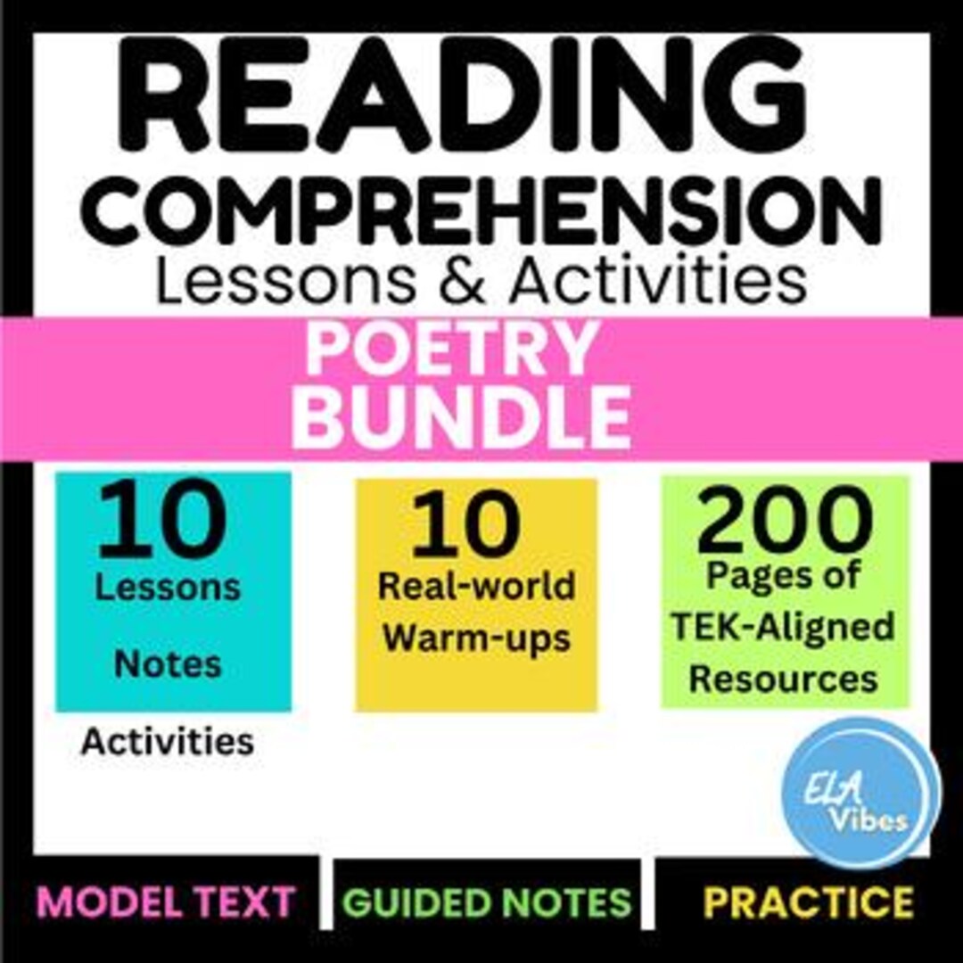 Poetry Reading Comprehension Unit, English Language Arts, Poetry ...