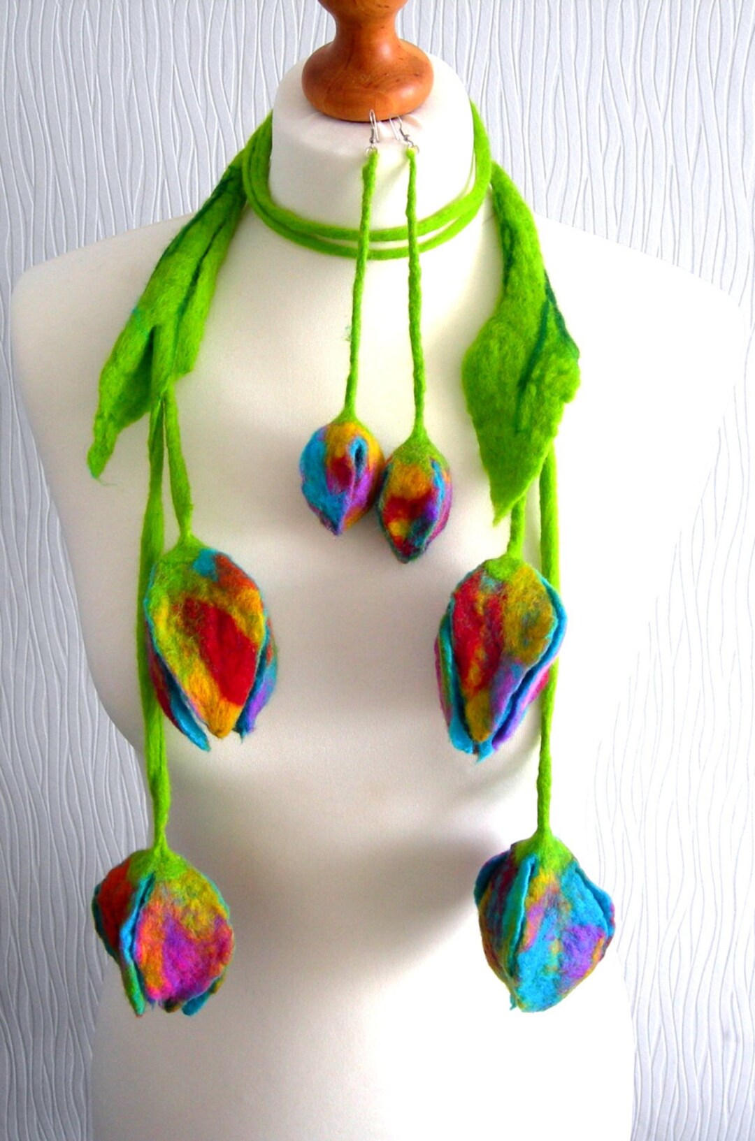 Felted Flower, Hand Felted, Wool Jewelry Felted Scarf/ Necklace/belt ...