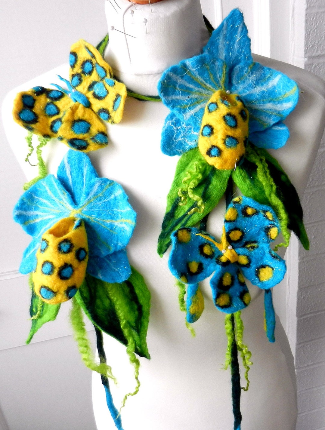 Felted Flower, Hand Felted , Wool Jewelry Felted Necklace/belt/scarf ...