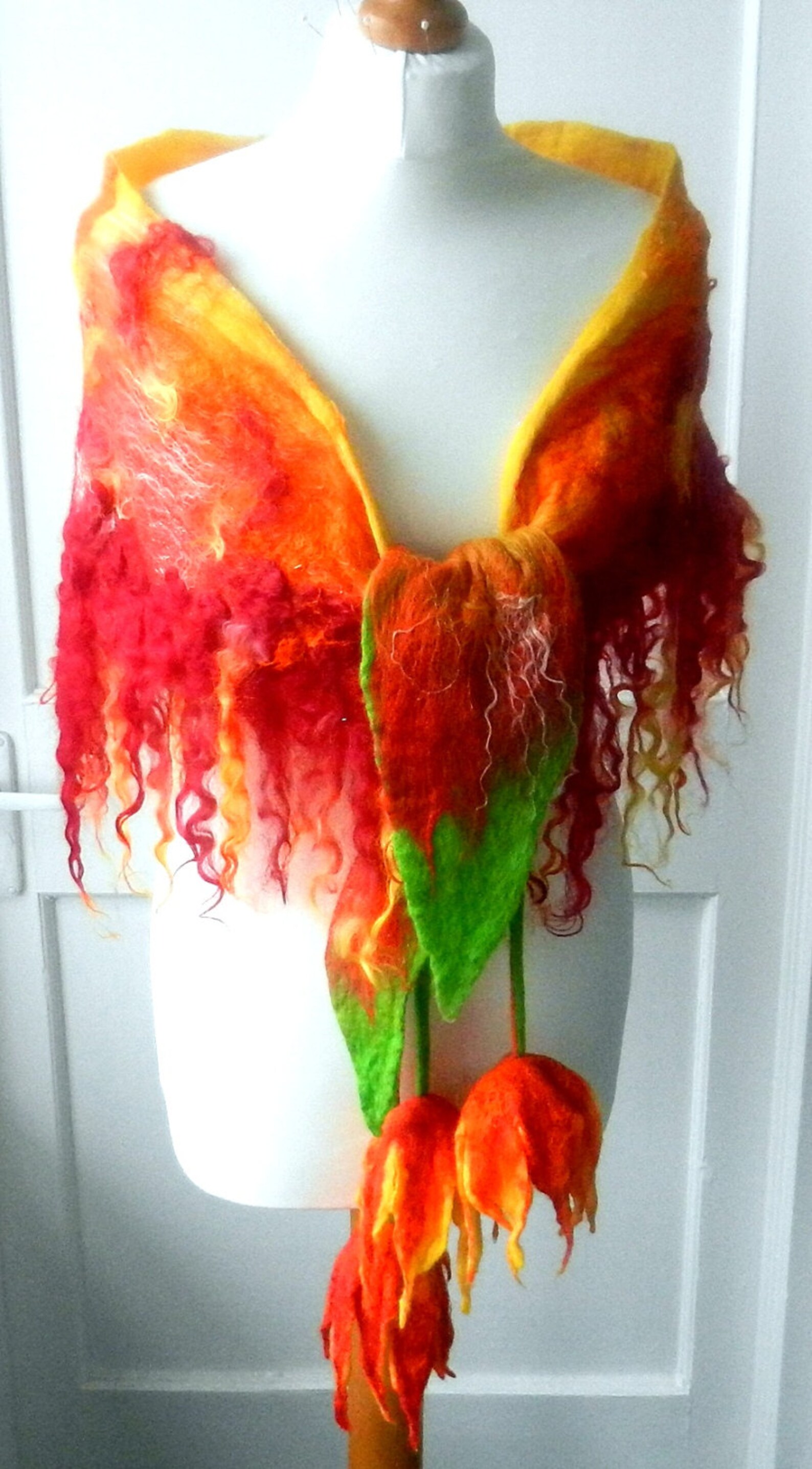 Felted, Wool Jewelry Felted Woman ART Scarf ,shawl-flame -5 - Etsy
