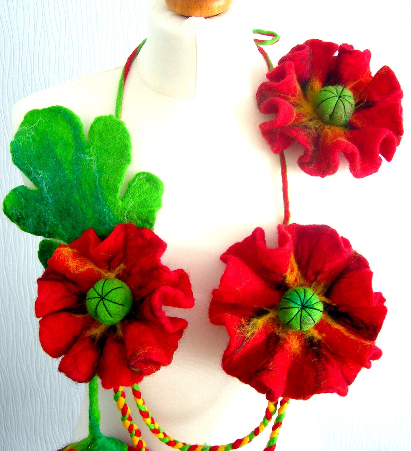 Felted Flower, Hand Felted, Wool Jewelry Felted NECKLACE and Brooch ...