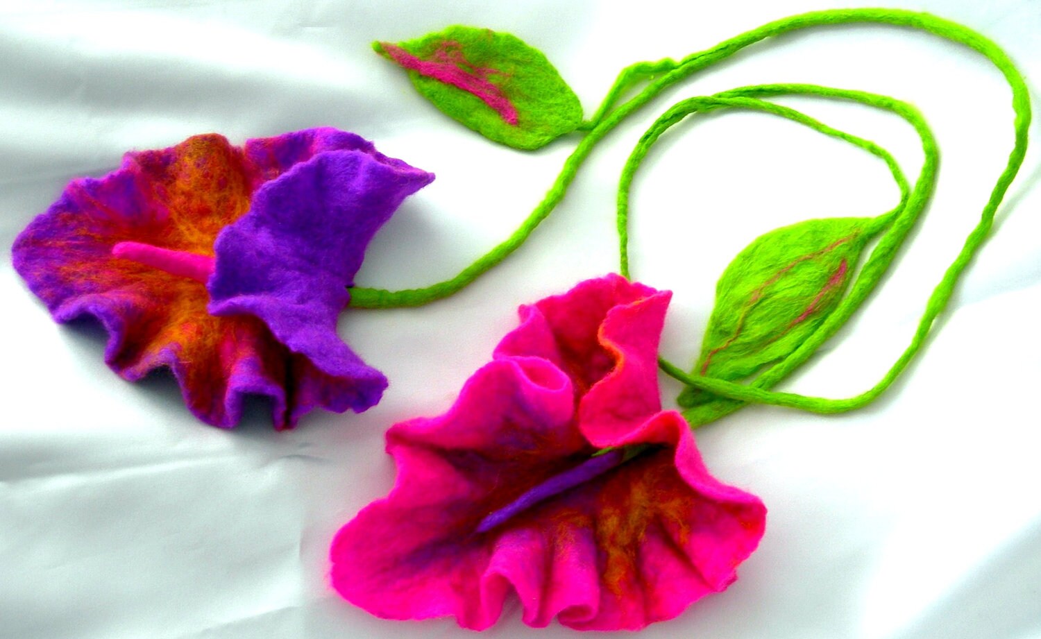 Felted Flower, Hand Felted, Wool Jewelry Felted Scarf/necklace-wild ...