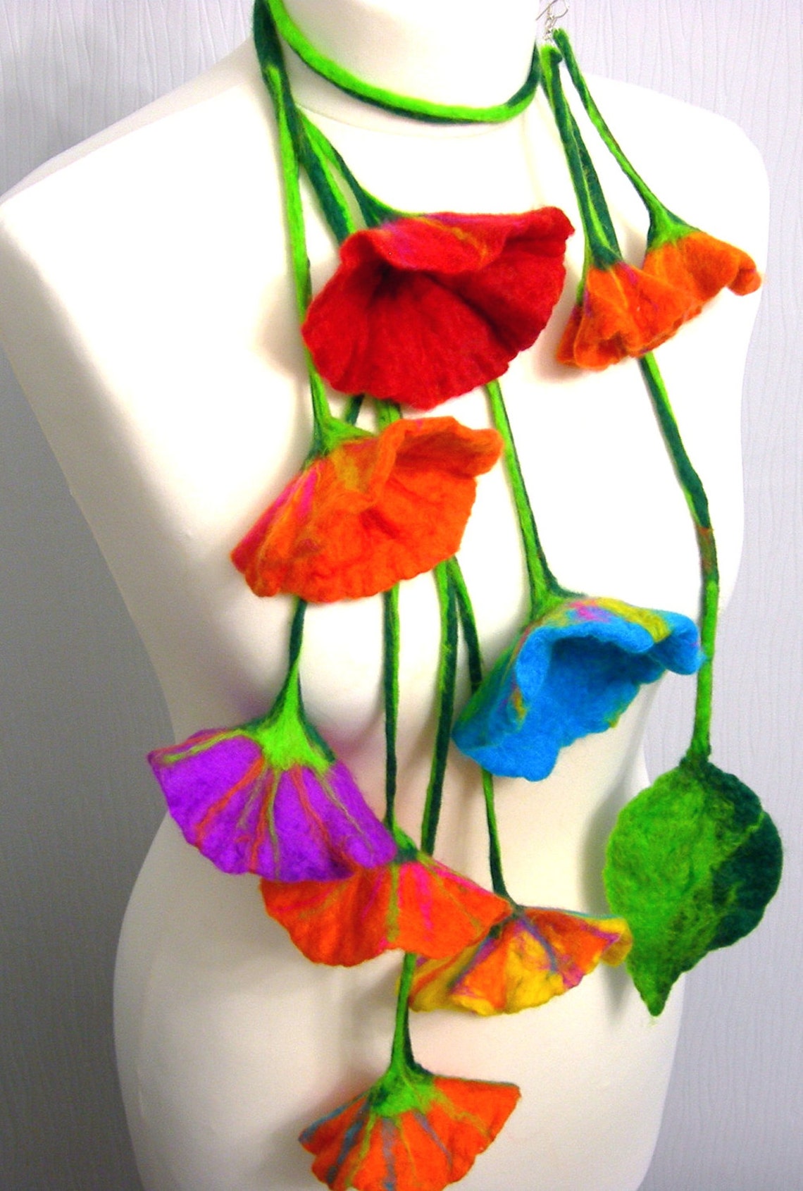 Felted Flower Hand Felted Wool Jewelry Felted Scarf/ - Etsy