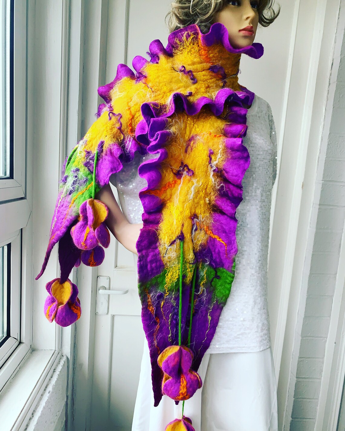 Felted , Hand Felted, -merino Wool - Felted Scarf- Iris- - Etsy