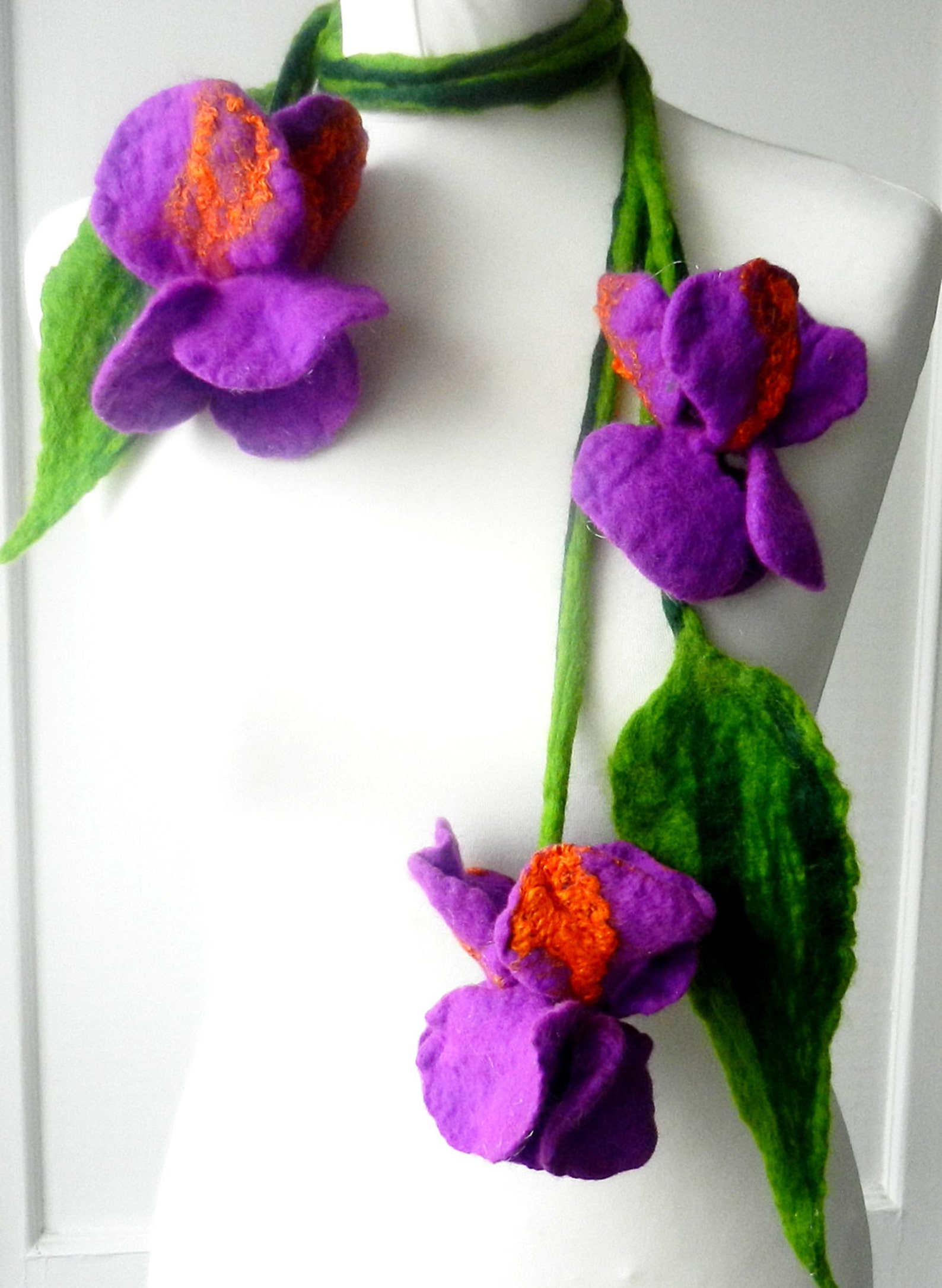 Felted Flower Hand Felted Wool Jewelry Felted Scarf/ | Etsy