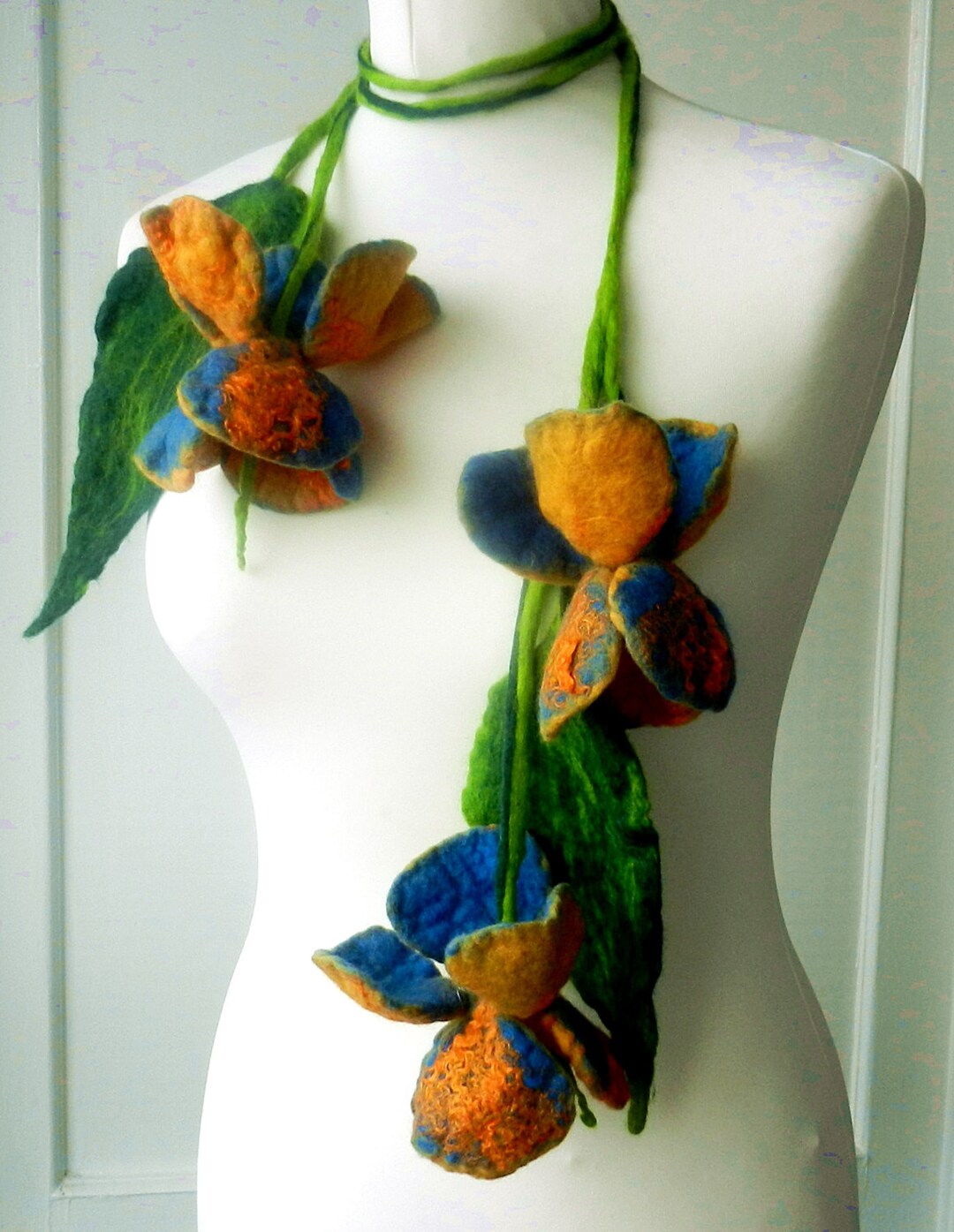 Felted Flower, Hand Felted, Wool Jewelry Felted Scarf/ Necklace/belt - Etsy