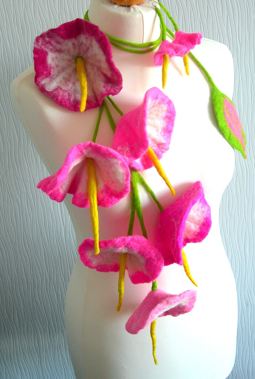 Felted Flower, Hand Felted, Wool Jewelry Felted Scarf/ Necklace/belt ...