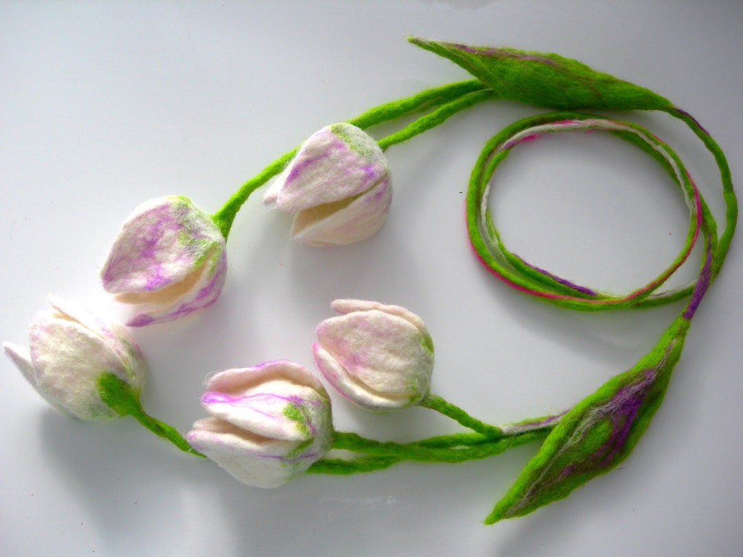 Felted Flower, Hand Felted, Wool Jewelry Felted SCARF/NECKLACE/BELT - Etsy