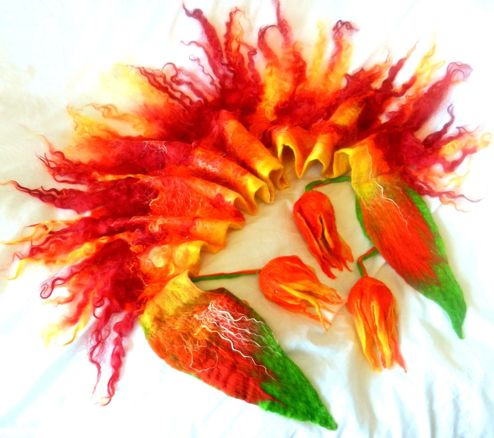 Felted, Wool Jewelry Felted Woman ART Scarf ,shawl-flame -5 - Etsy