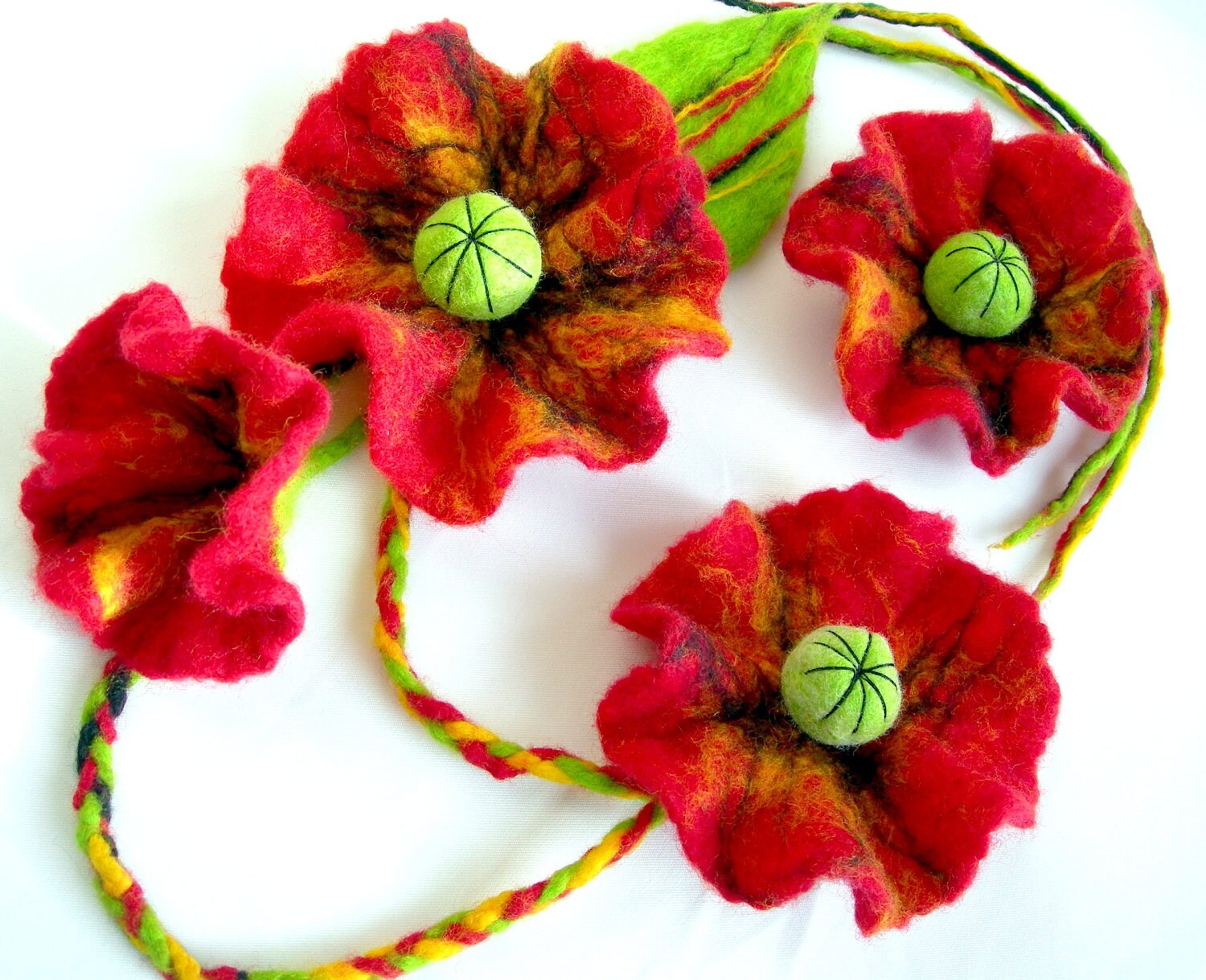 Felted Flower Hand Felted Wool Jewelry Felted NECKLACE and - Etsy