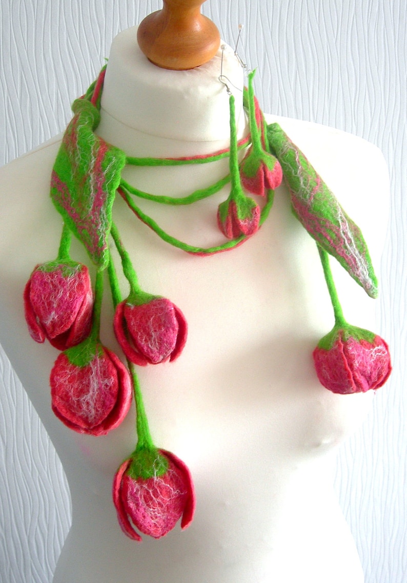Felted Flower, Hand Felted, Wool Jewelry Felted Necklace/scarf/belt ...