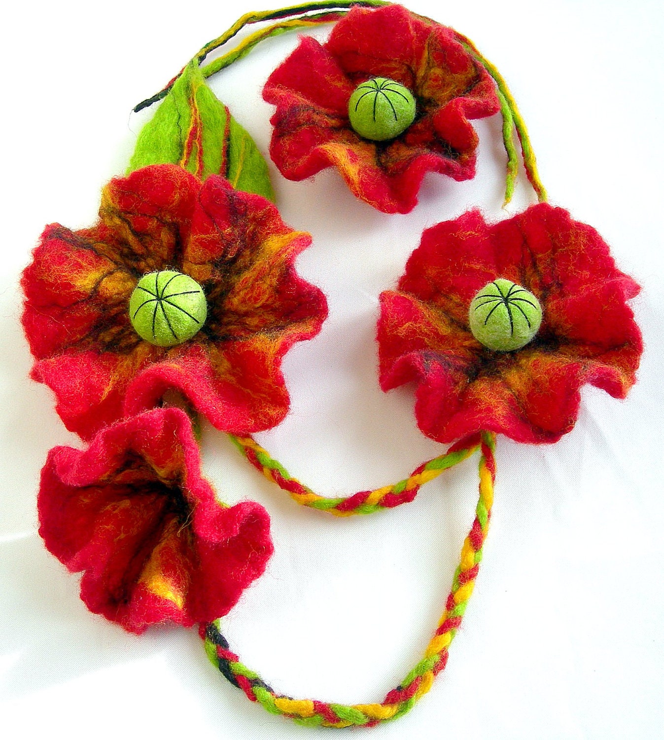 Felted Flower Hand Felted Wool Jewelry Felted NECKLACE and - Etsy