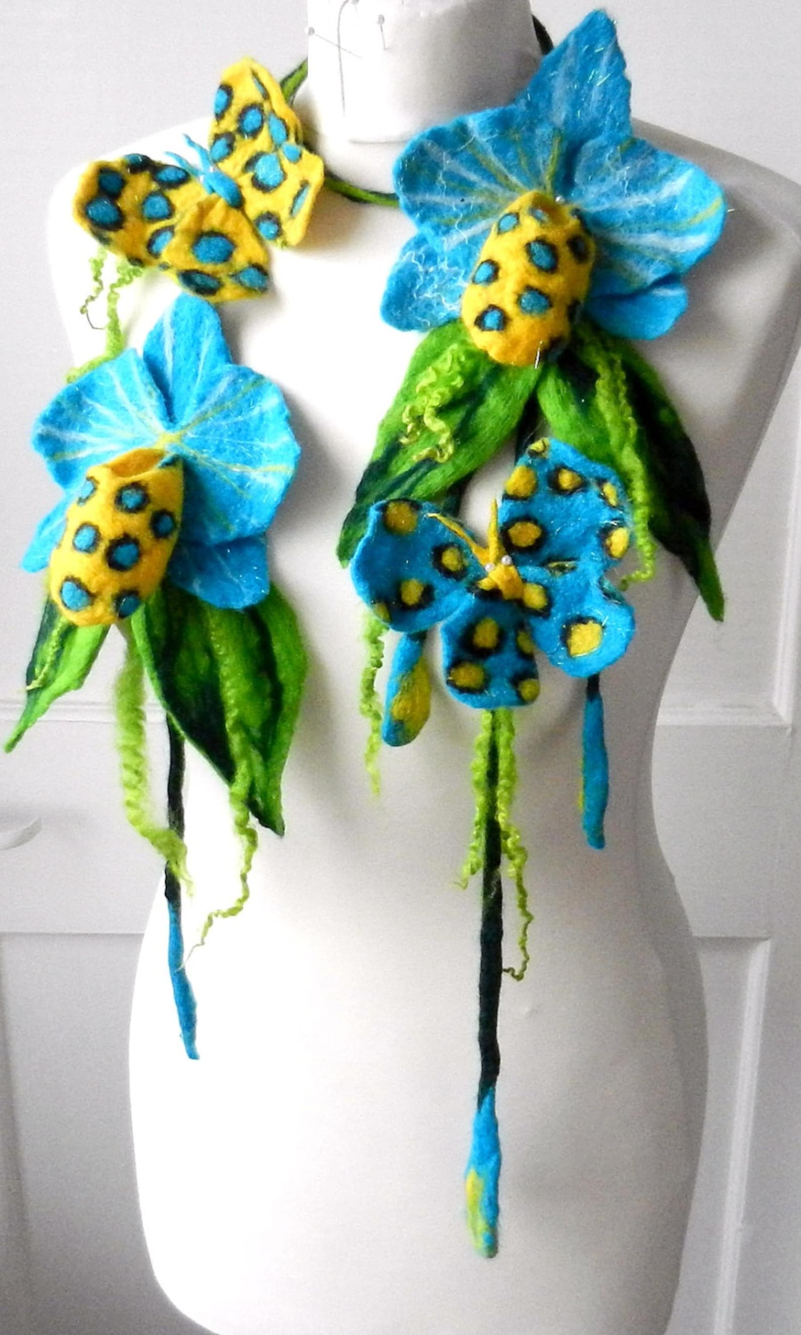 Felted Flower, Hand Felted , Wool Jewelry Felted Necklace/belt/scarf ...