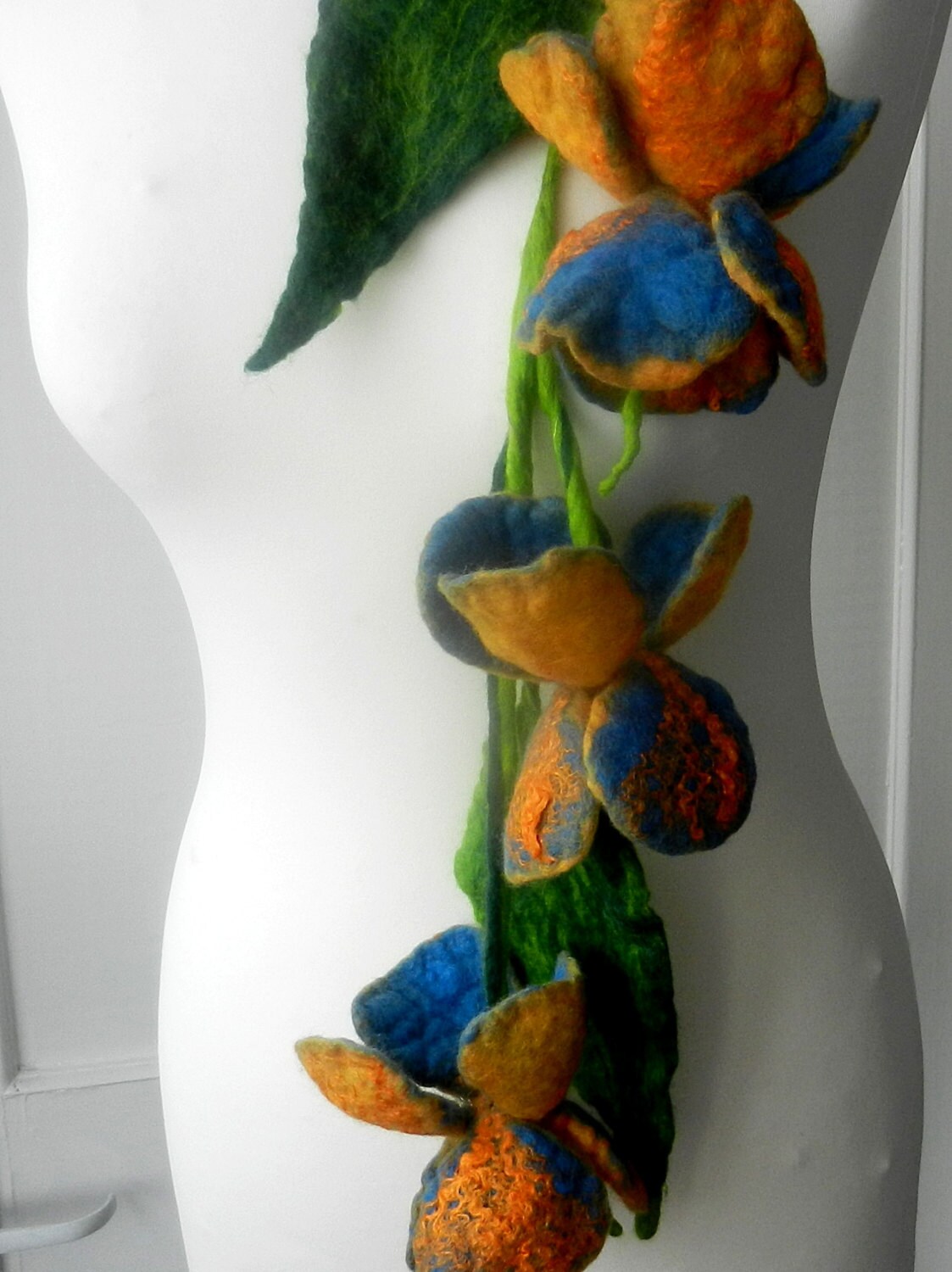 Felted Flower Hand Felted Wool Jewelry Felted Scarf/ - Etsy