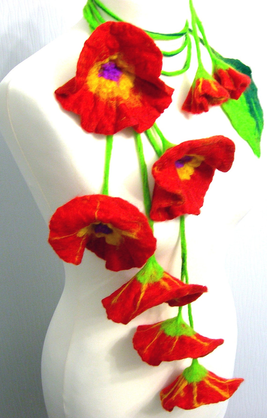 Felted Flower Hand Felted Wool Jewelry Felted Scarf/ - Etsy