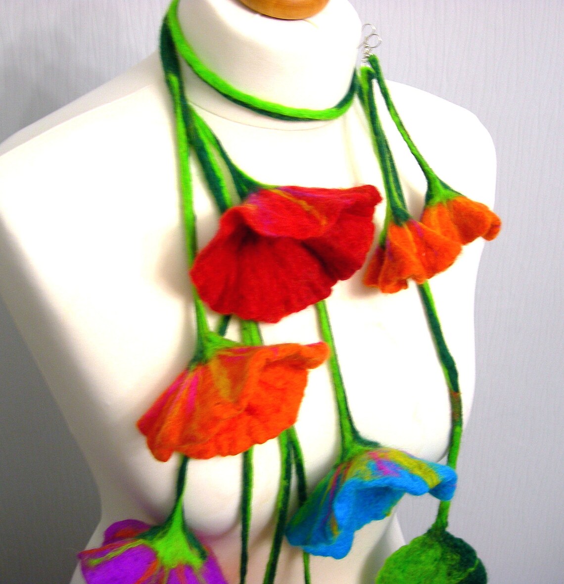 Felted Flower Hand Felted Wool Jewelry Felted Scarf/ - Etsy