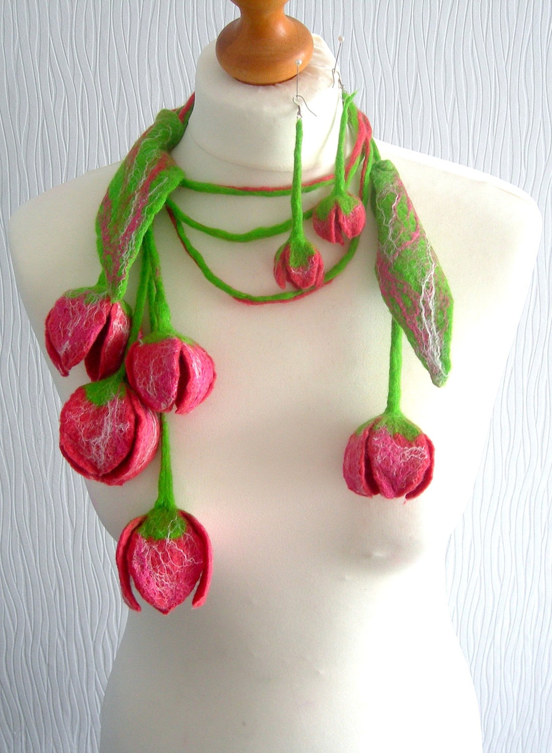 Felted Flower, Hand Felted, Wool Jewelry Felted Necklace/scarf/belt ...