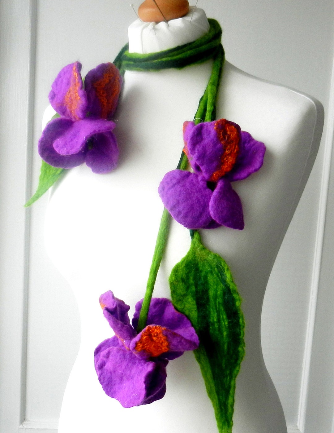 Felted Flower, Hand Felted, Wool Jewelry Felted Scarf/ Necklace/belt - Etsy