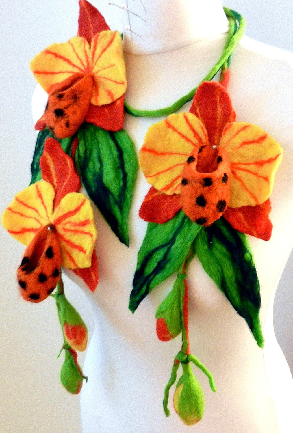 Felted Flower, Hand Felted , Wool Jewelry Felted Necklace/belt/scarf ...