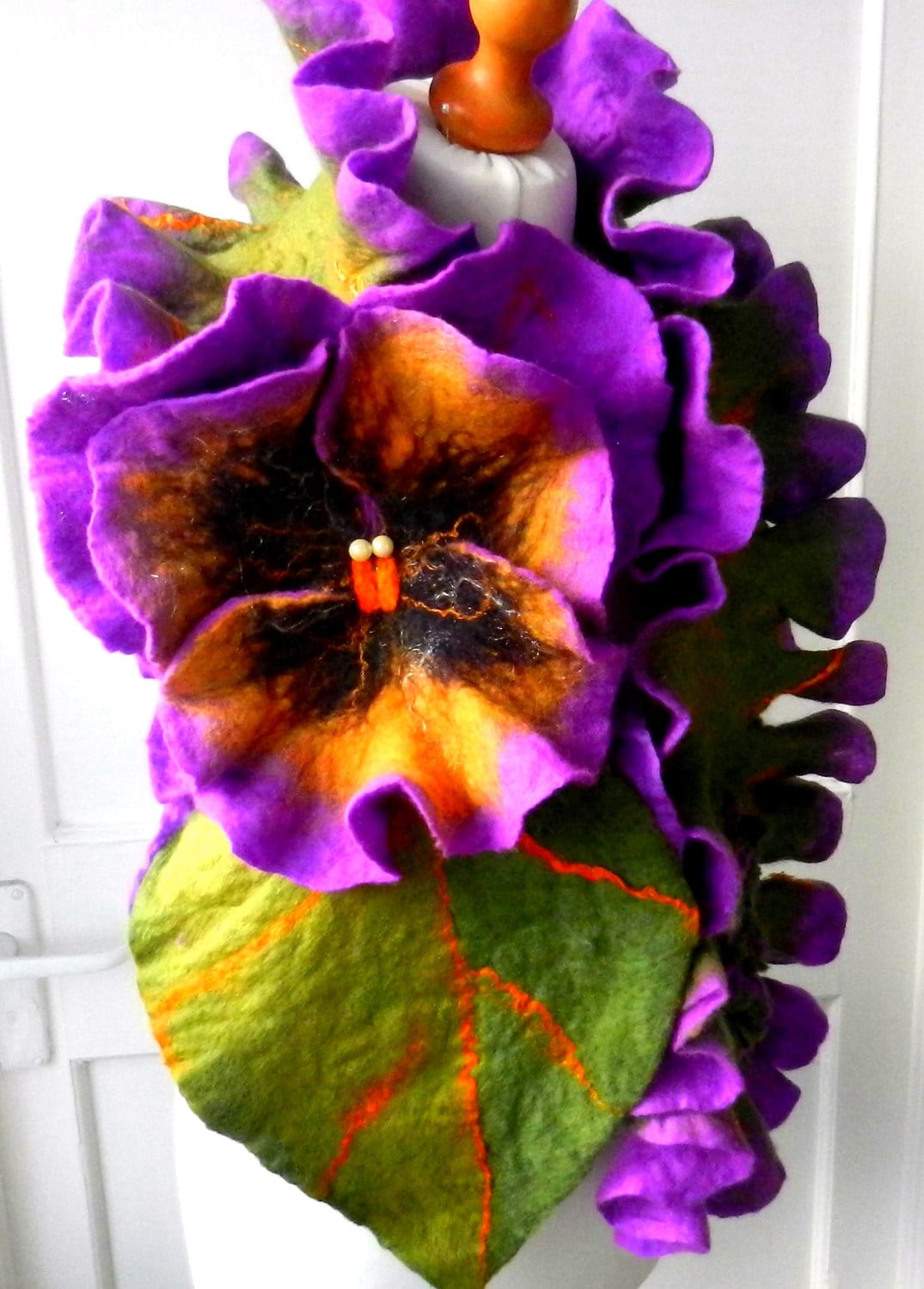 Sale Sale Hand Felted, Wool Jewelry Felted Woman ART Scarf-pansy Eden ...