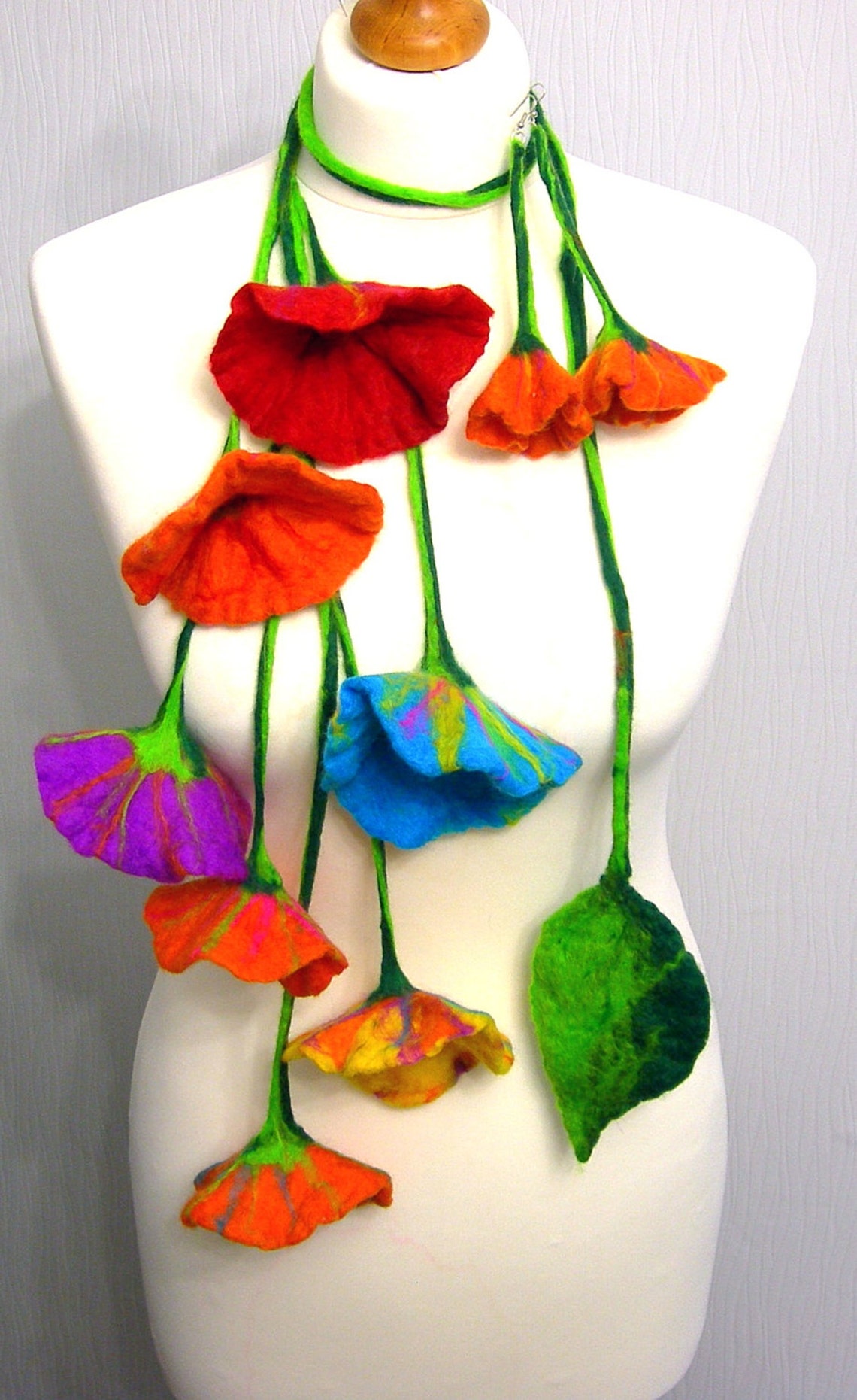 Felted Flower, Hand Felted, Wool Jewelry Felted Scarf/ Necklace/belt ...
