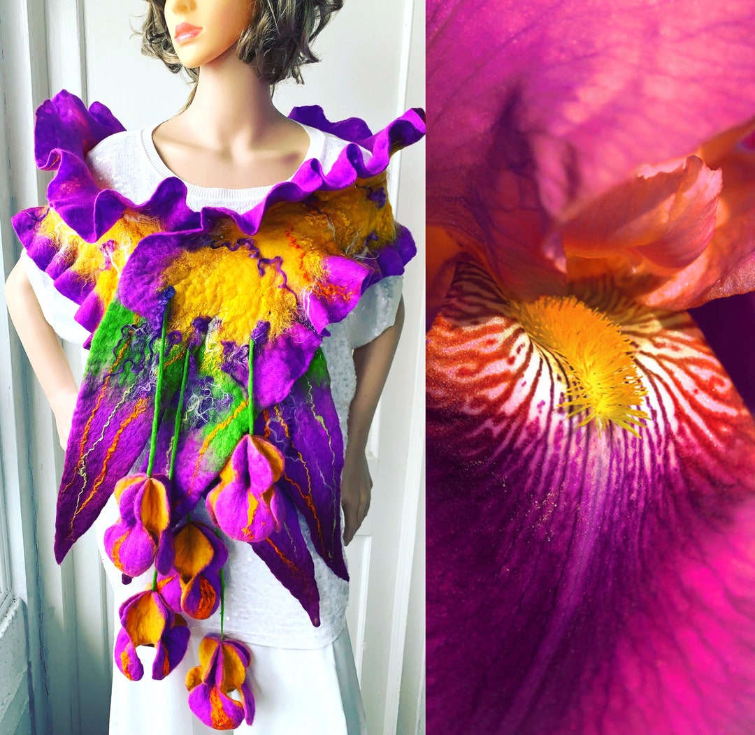 Felted , Hand Felted, -merino Wool - Felted Scarf- Iris- - Etsy