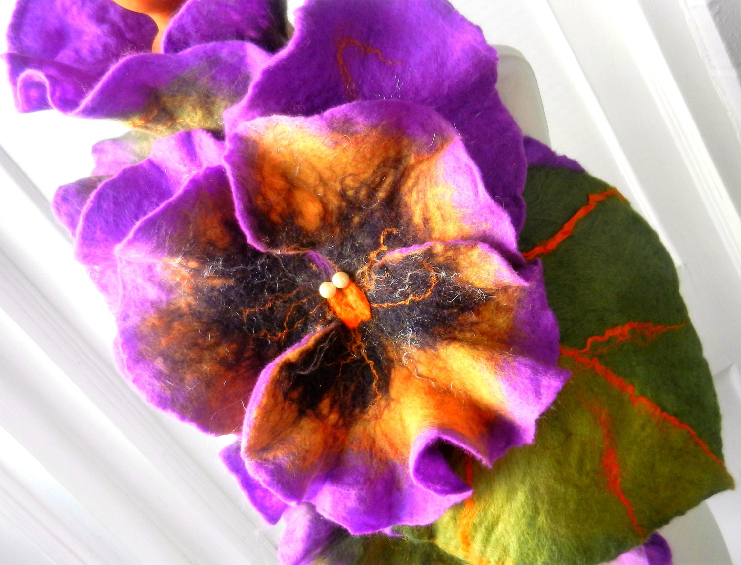 Sale Sale Hand Felted, Wool Jewelry Felted Woman ART Scarf-pansy Eden ...