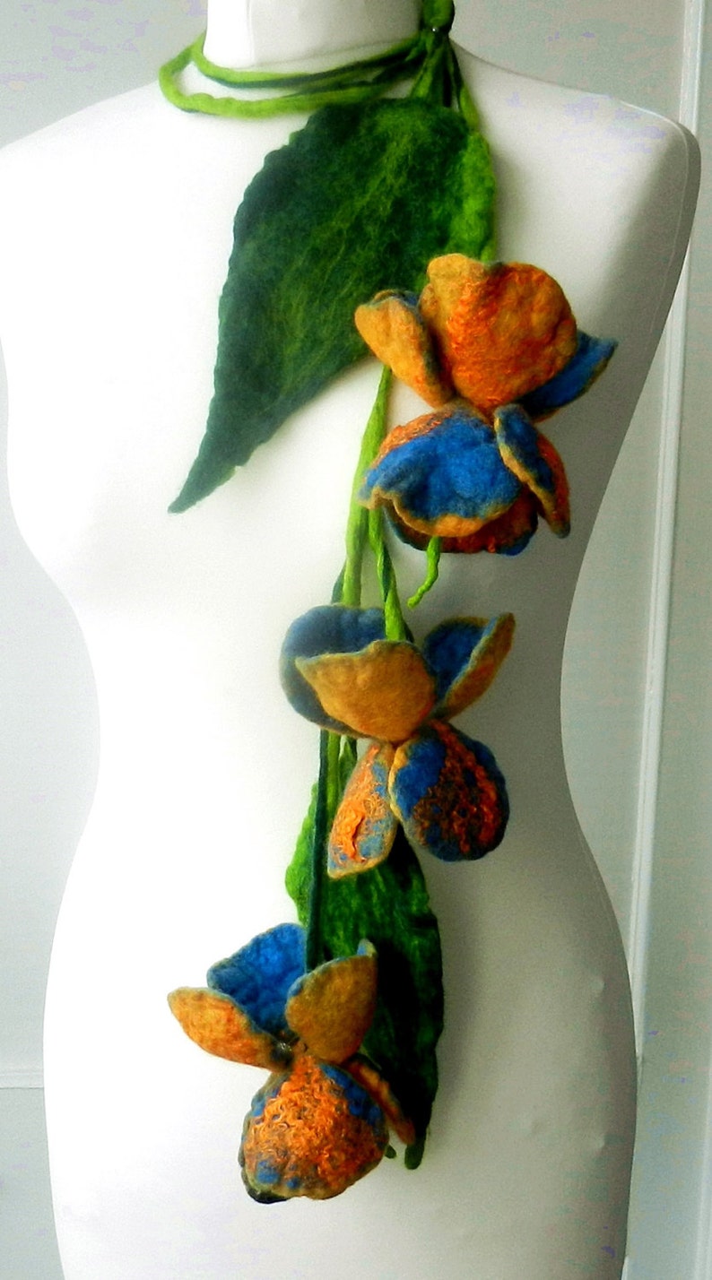 Felted Flower Hand Felted Wool Jewelry Felted Scarf/ - Etsy