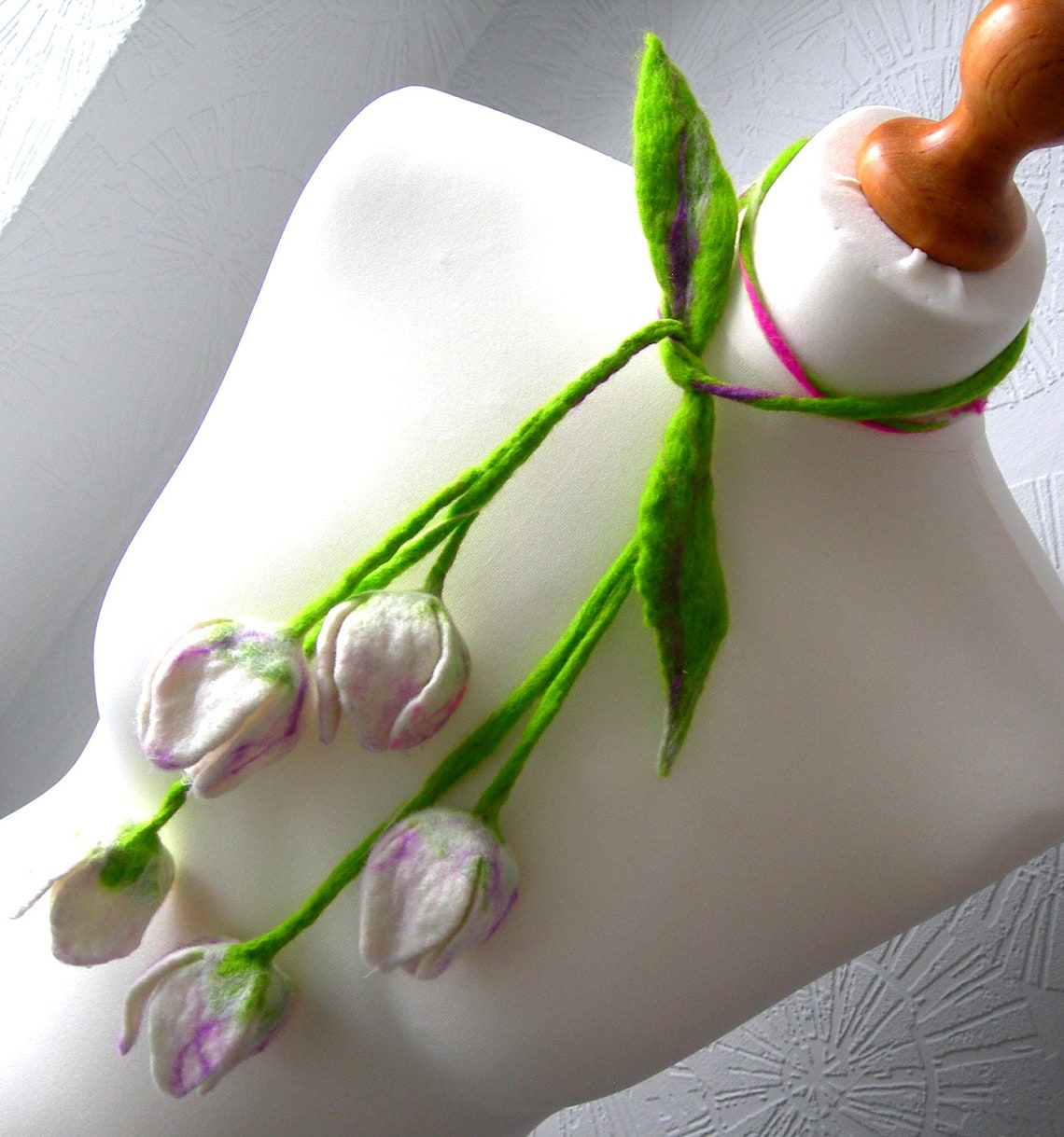 Felted Flower, Hand Felted, Wool Jewelry Felted SCARF/NECKLACE/BELT - Etsy