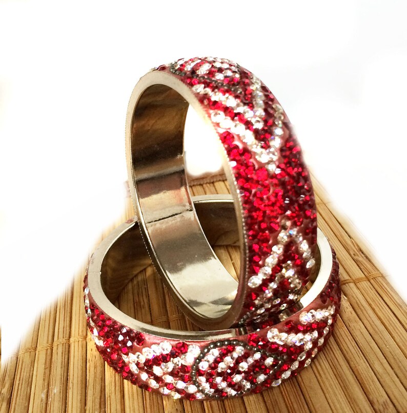 Crystal Indian Bangles-victorian Red Crystal Bangles-stacking - Etsy