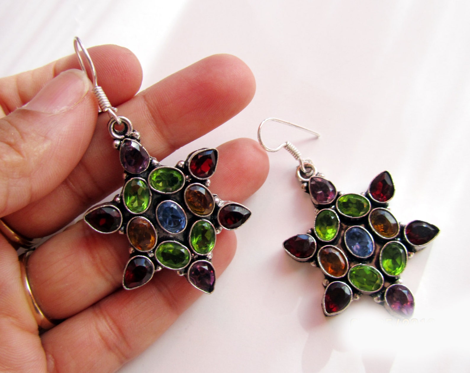 Amethyst Earrings Peridot Star Earring Sterling Silver - Etsy