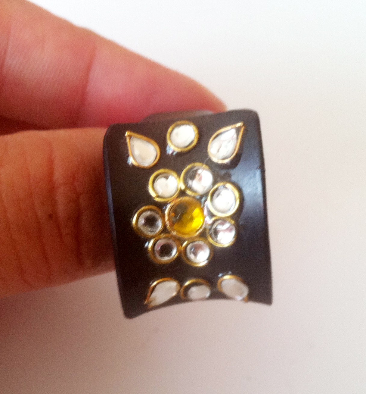 Wood Ringtrendy Kundan RingUS Size 8Fusion jewelry Etsy | Etsy