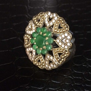 Emerald Ring,green Gemstone Turkish Ring,us Size 9.5 Mid Century ...