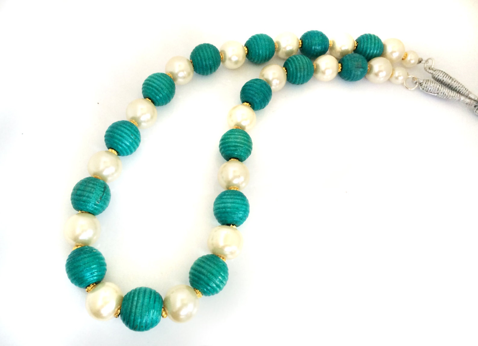 Bridal Jewelry Turquoise & Pearl Beaded Necklaceelegant | Etsy