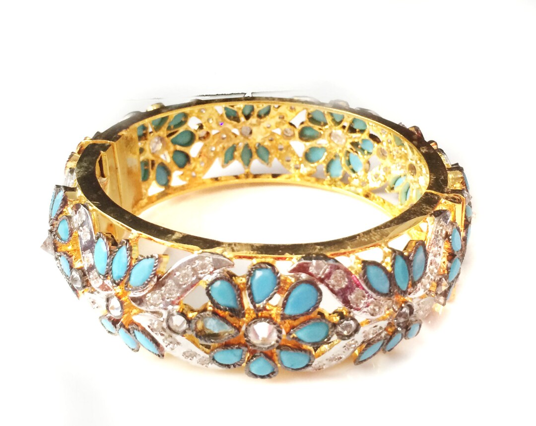 Turkish Bangle Bracelet,turquoise Bracelet, Turquoise Gold Statement ...