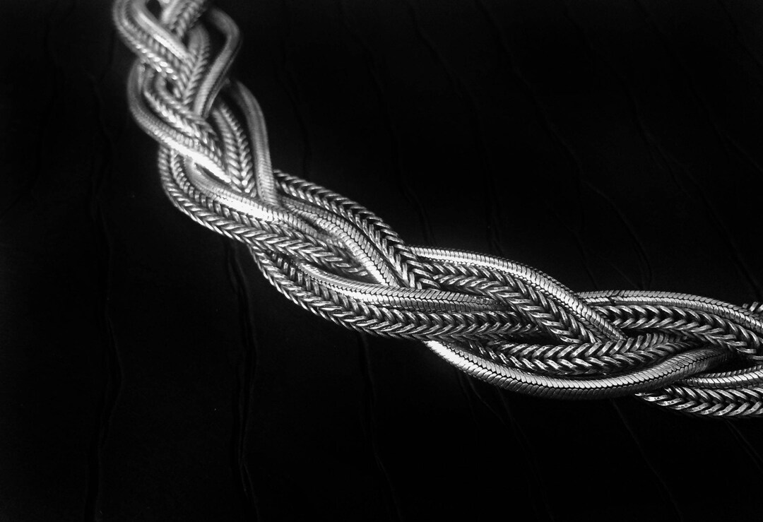 Men's Silver Chain Braceletbraided Chainwide Silver - Etsy
