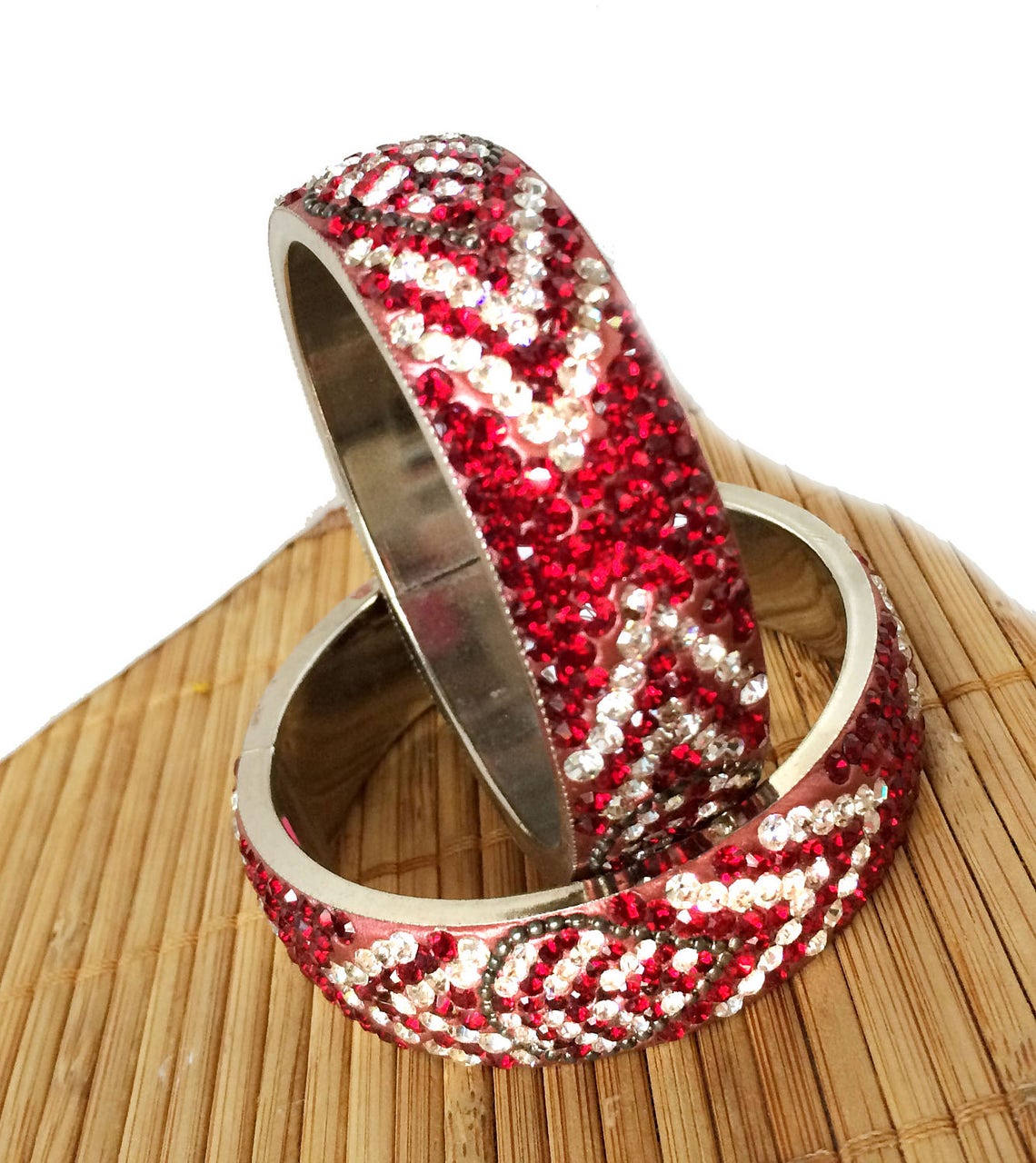 Crystal Indian Bangles-victorian Red Crystal Bangles-stacking - Etsy