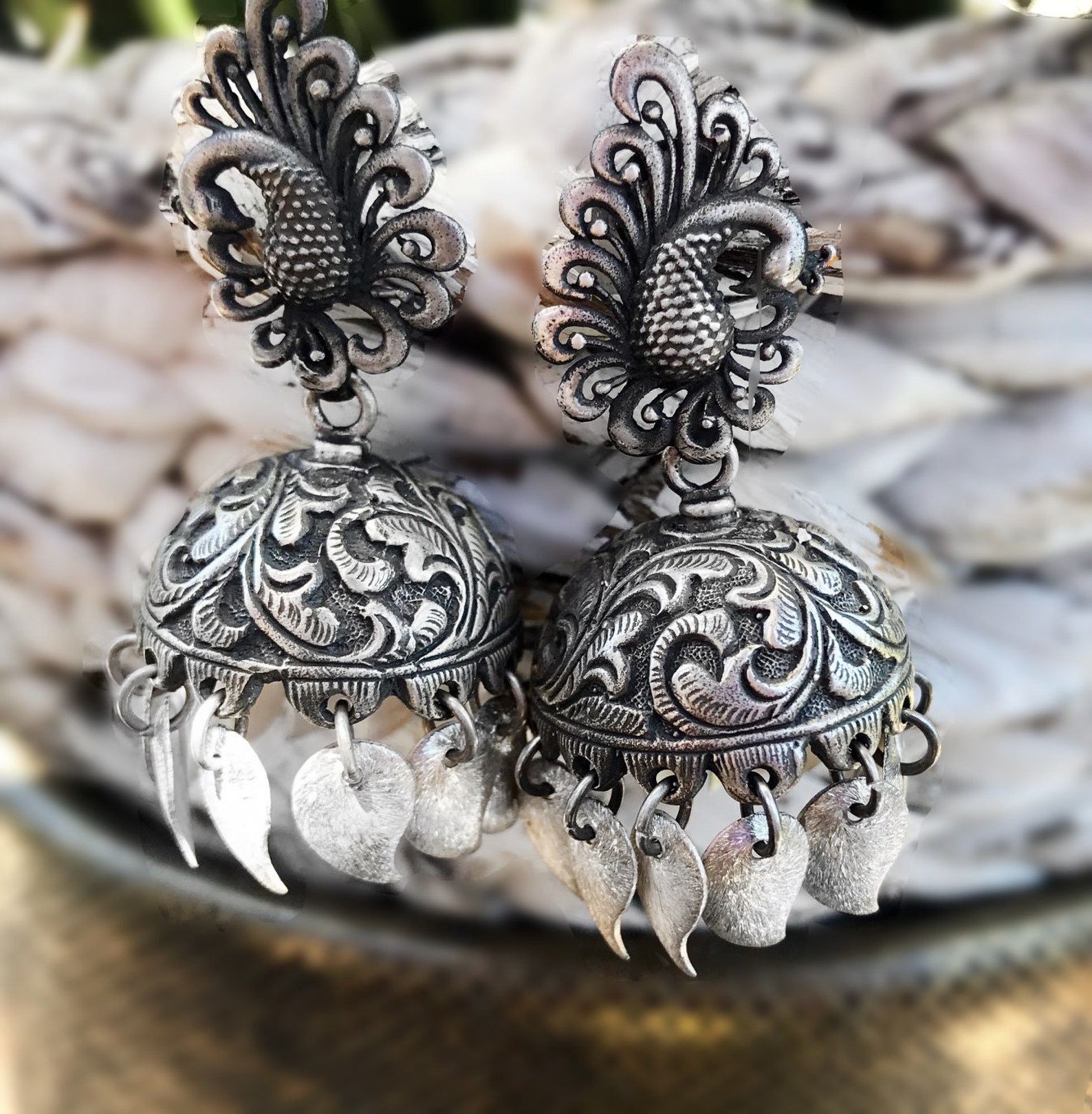 Antique Sterling Silver Jhumkas, 925 Royal Silver Jhumkas,large Jhumka ...