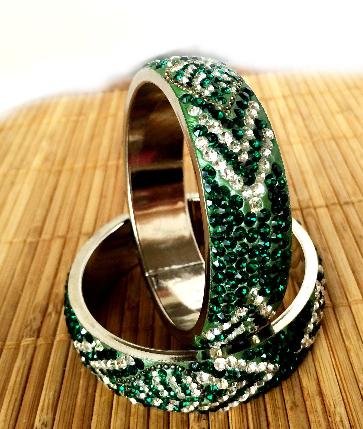 Green Indian Bangles-Green Crystal Bangles-Stacking | Etsy