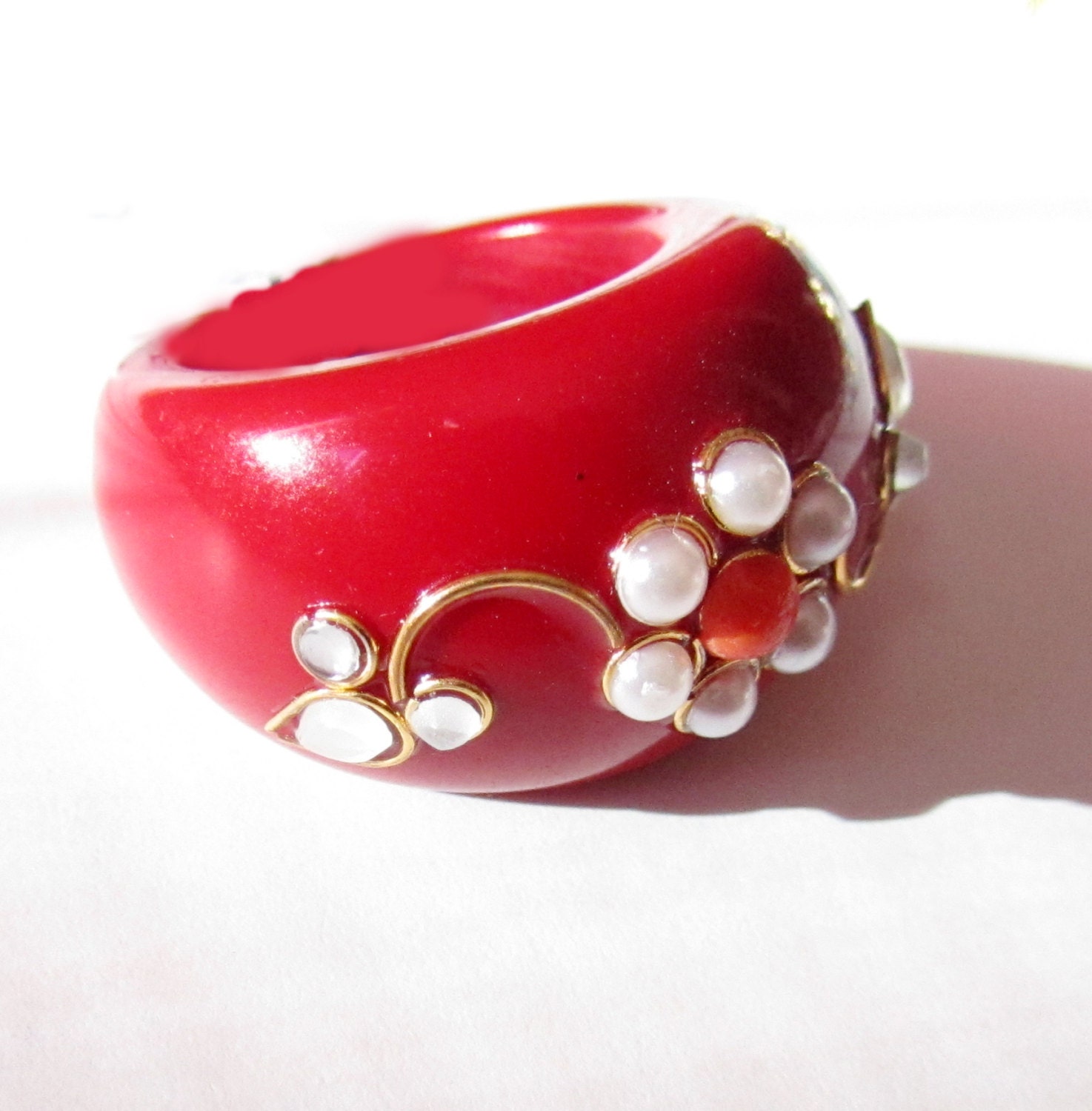 Red Kundan Ring,traditional Jewellery,ethnic,flower Ring,wedding,us ...