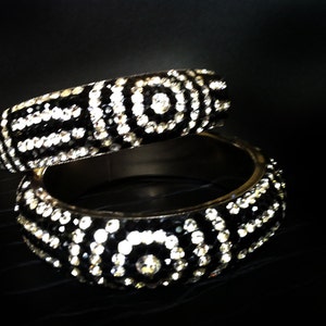 BLACK Stacking Bangle Bracelets,stack Bracelet, Black Bangle, Crystal ...