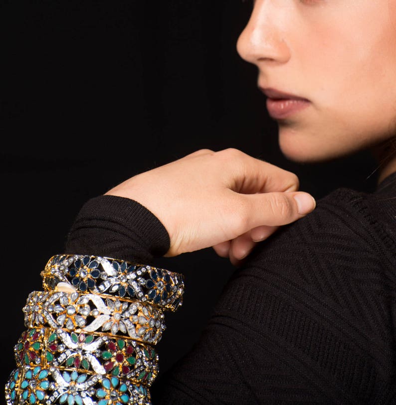 Turkish Gold Bangle Braceletvictorian Jewelrysapphire - Etsy