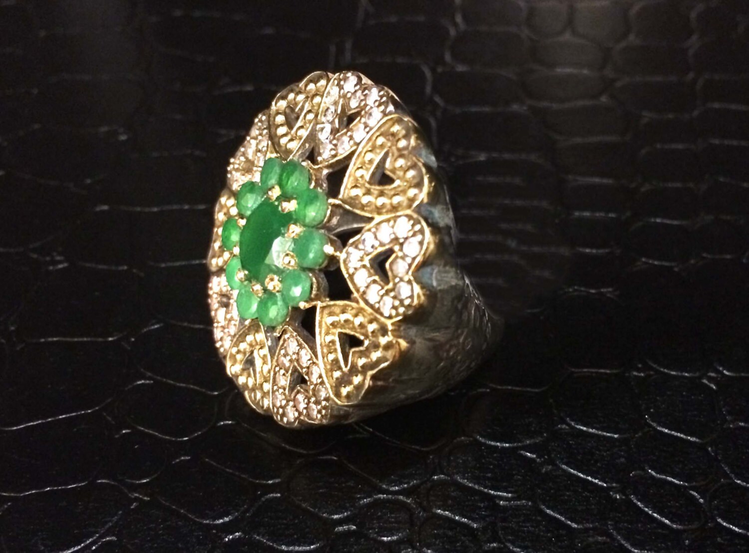 Emerald ringGreen gemstone Turkish RingUS Size 9.5 mid | Etsy