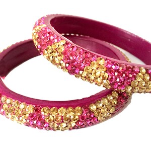 Indian Bangles-pink Crystal Bangles-stacking Bracelets-indian Bangle ...