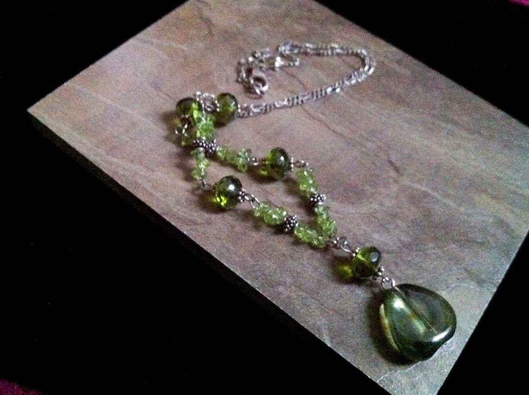 SILVER JEWELRY 925, Green Necklace, Silver Chain Necklace,sterling ...