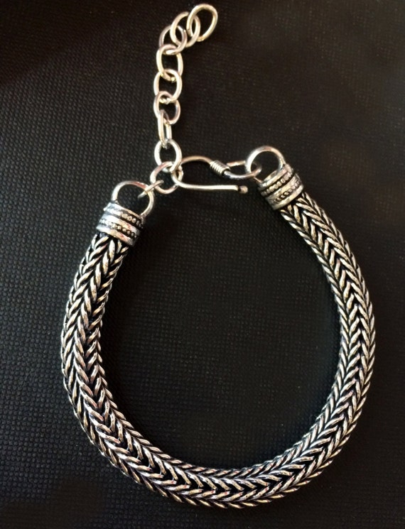 Men's Silver Rope Chain Bracelet Men Silver Bracelet | Etsy