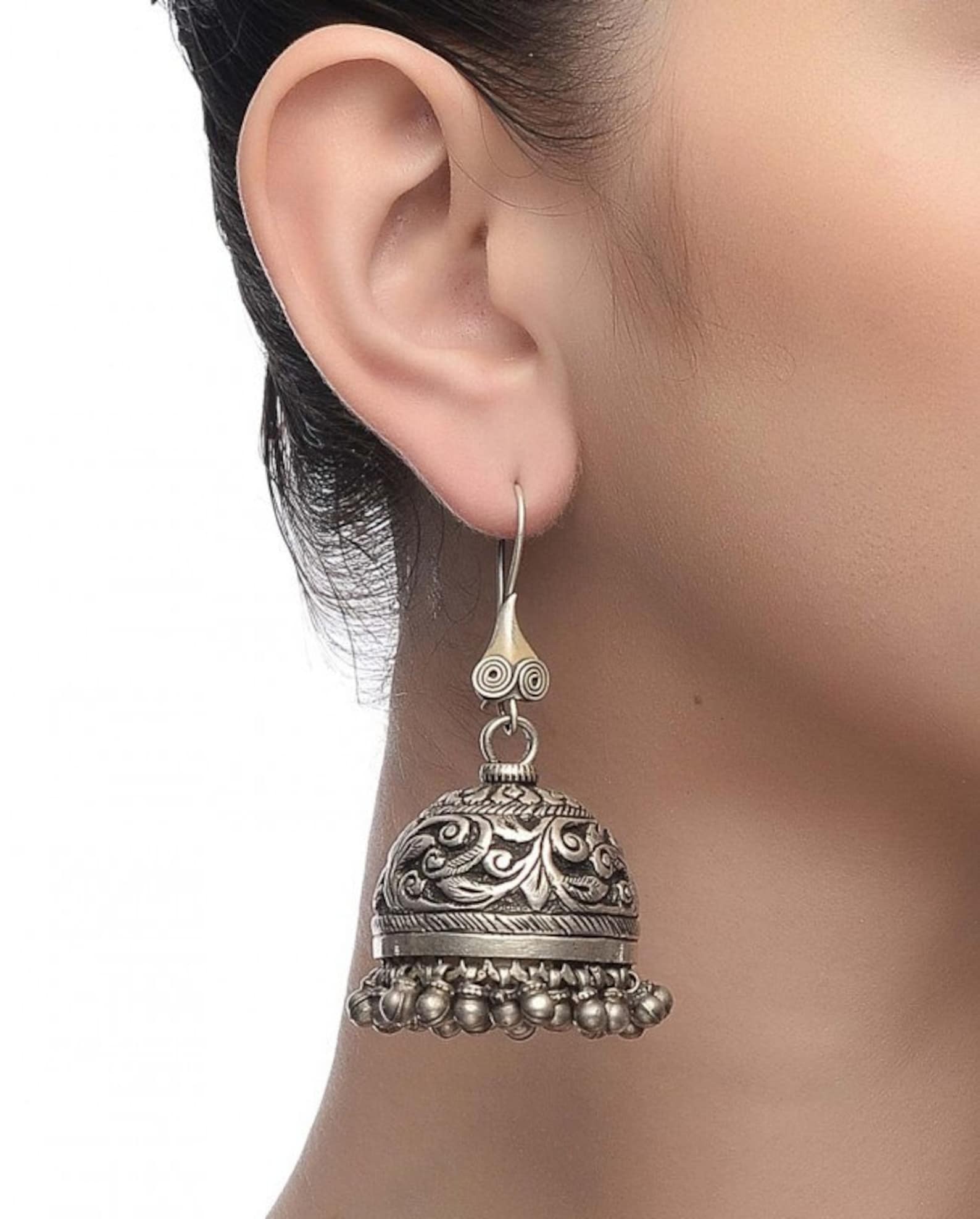 Antique Sterling Silver Jhumkas, 925 Royal Silver Jhumkas,large Jhumka ...