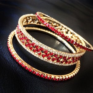 Red Bangle Set ,holiday Jewelry,bangle Stack,christmas Red Crystal ...