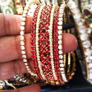 Red Bangle Set ,holiday Jewelry,bangle Stack,christmas Red Crystal ...